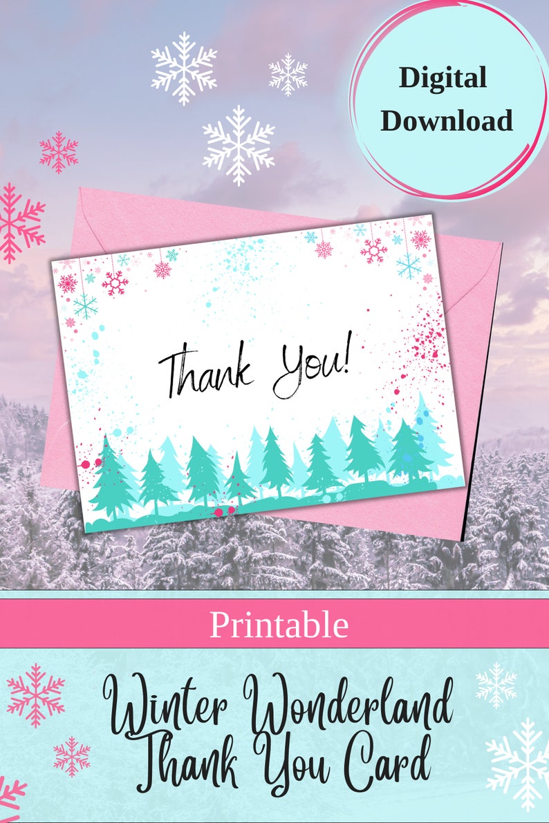 Winter Wonderland Printable Thank You Card / Instant Digital Download ...