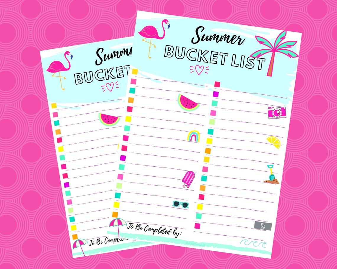 Printable Summer Bucket List Fill in Instant Digital Download Summer ...