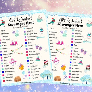 Winter Snowy Day Printable Scavenger Hunt I Spy Style Party Game Fun ...