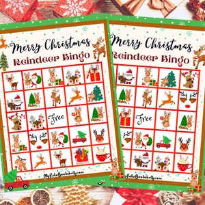 Merry Christmas Reindeer Bingo -instant Digital Download- Kids Rudolph ...