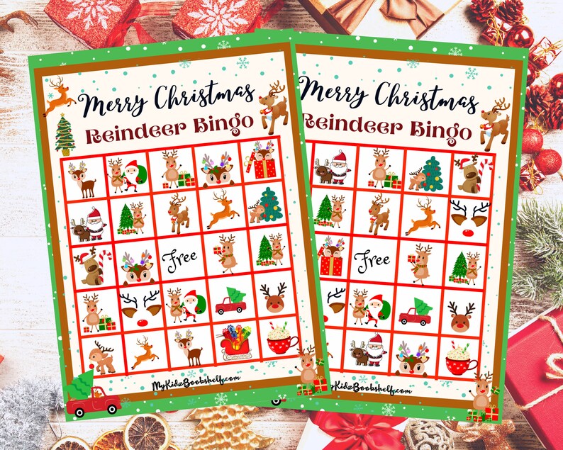 Merry Christmas Reindeer Bingo -instant Digital Download- Kids Rudolph ...