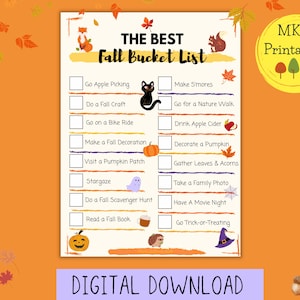 Printable Fall Bucket List, Editable Fall Bucket List, Autumn Bucket ...