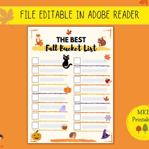 Printable Fall Bucket List, Editable Fall Bucket List, Autumn Bucket ...
