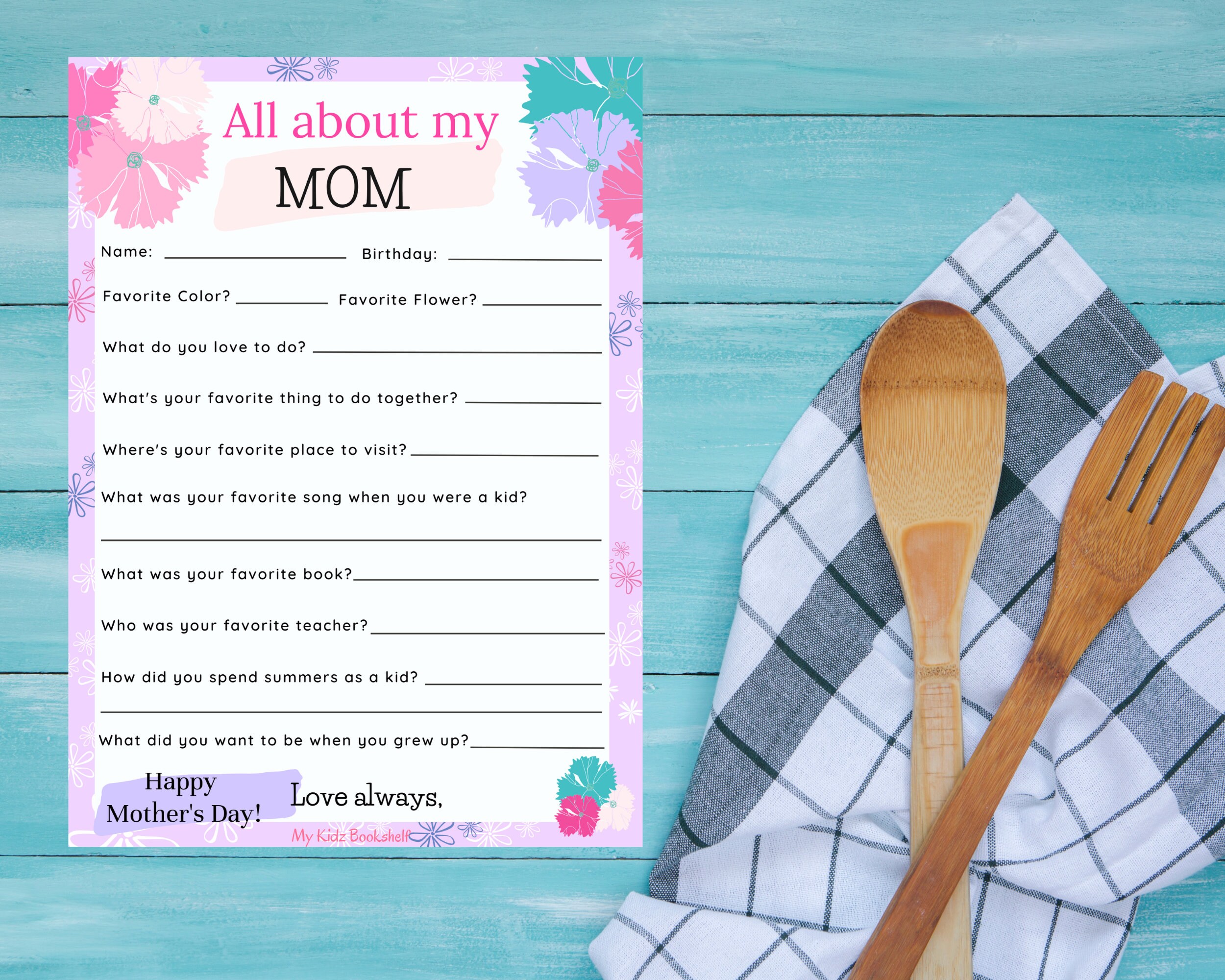Happy Mother's Day Questionnaire for Mom and Grandma - Instant Digital ...