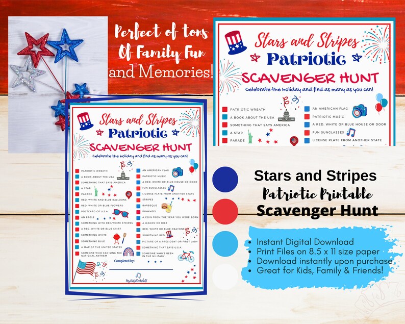 Patriotic Scavenger Hunt Digital Download U.S.A. America Memorial Day ...
