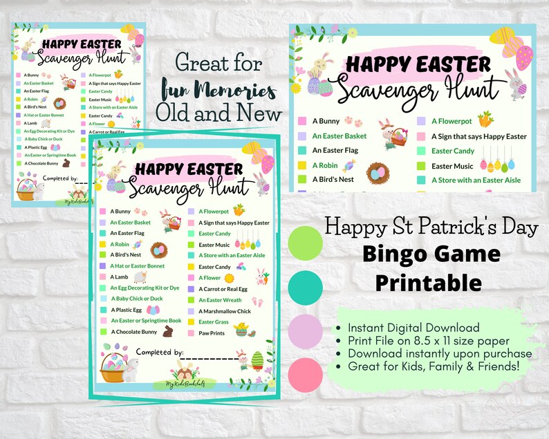 Happy Easter Scavenger Hunt - Instant Digital Download for Kids, Family ...