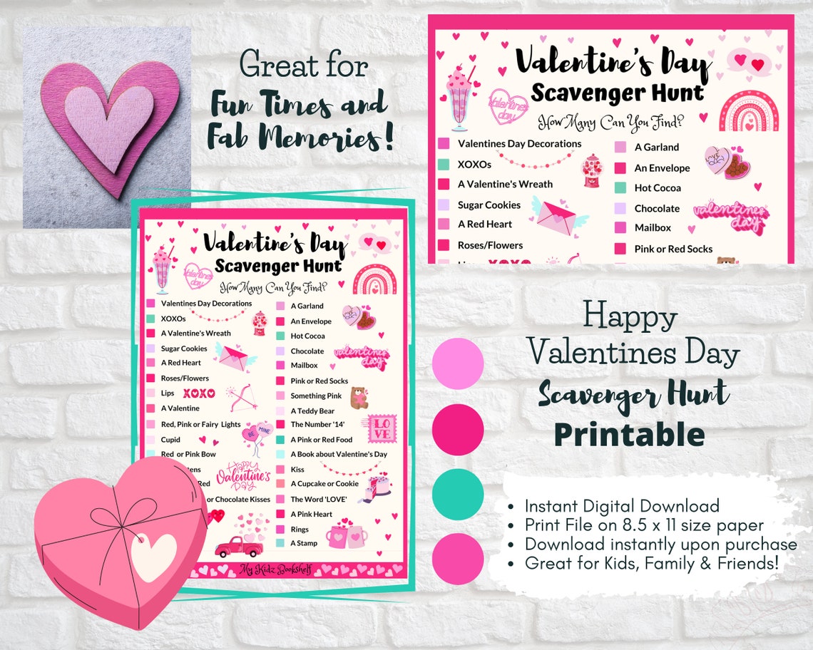 Happy Valentine's Day Scavenger Hunt - Instant Digital Download Kids ...