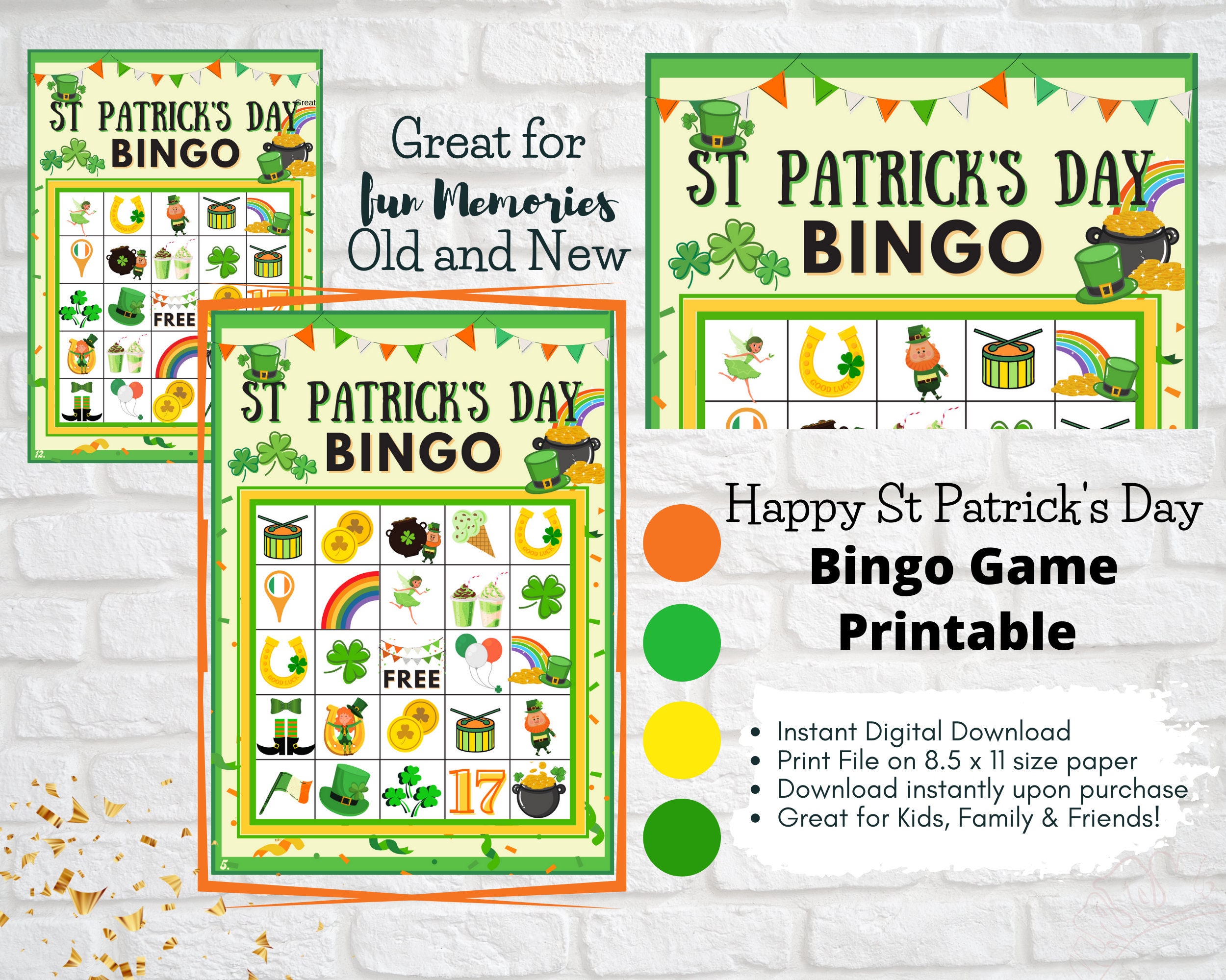 Happy St. Patrick's Day Bingo - Instant Digital Download - Kids Party ...