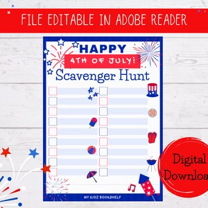 EDITABLE 4th of July Scavenger Hunt Bundle | Instant Digital Download ...