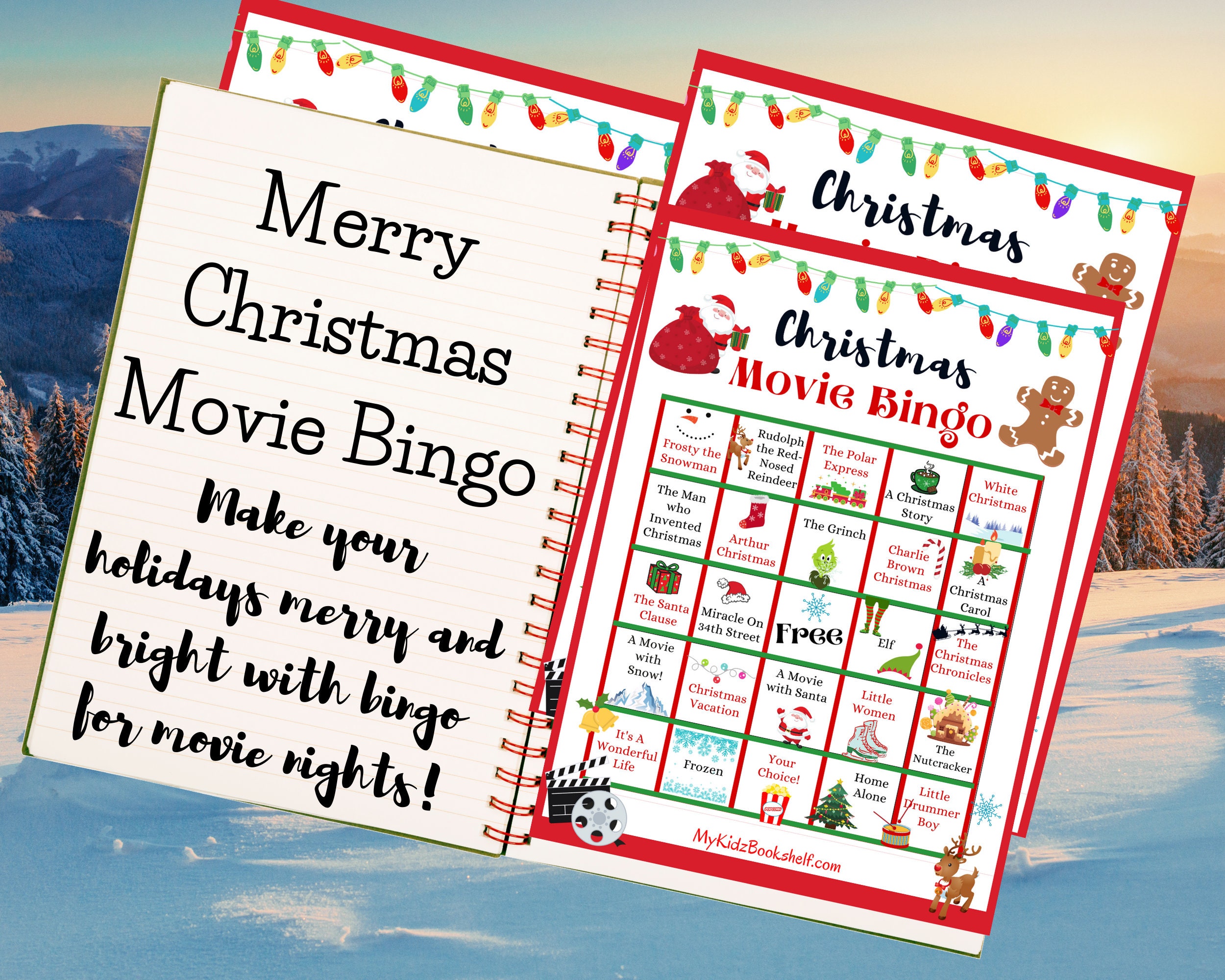 Merry Christmas Movie Holiday Bingo Game - Instant Digital Download ...