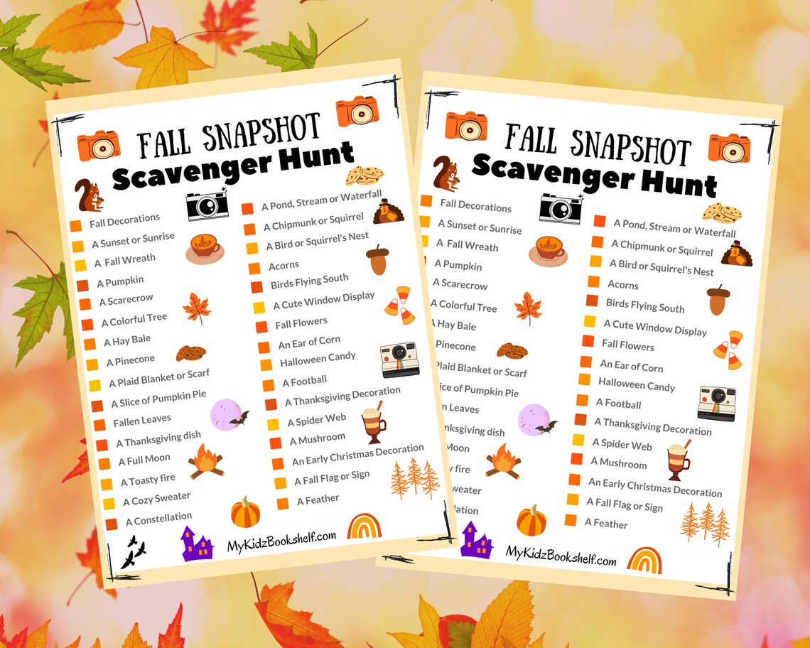 The Best Fun Fall Scavenger Hunt I Spy Instant Digital Download Kids ...