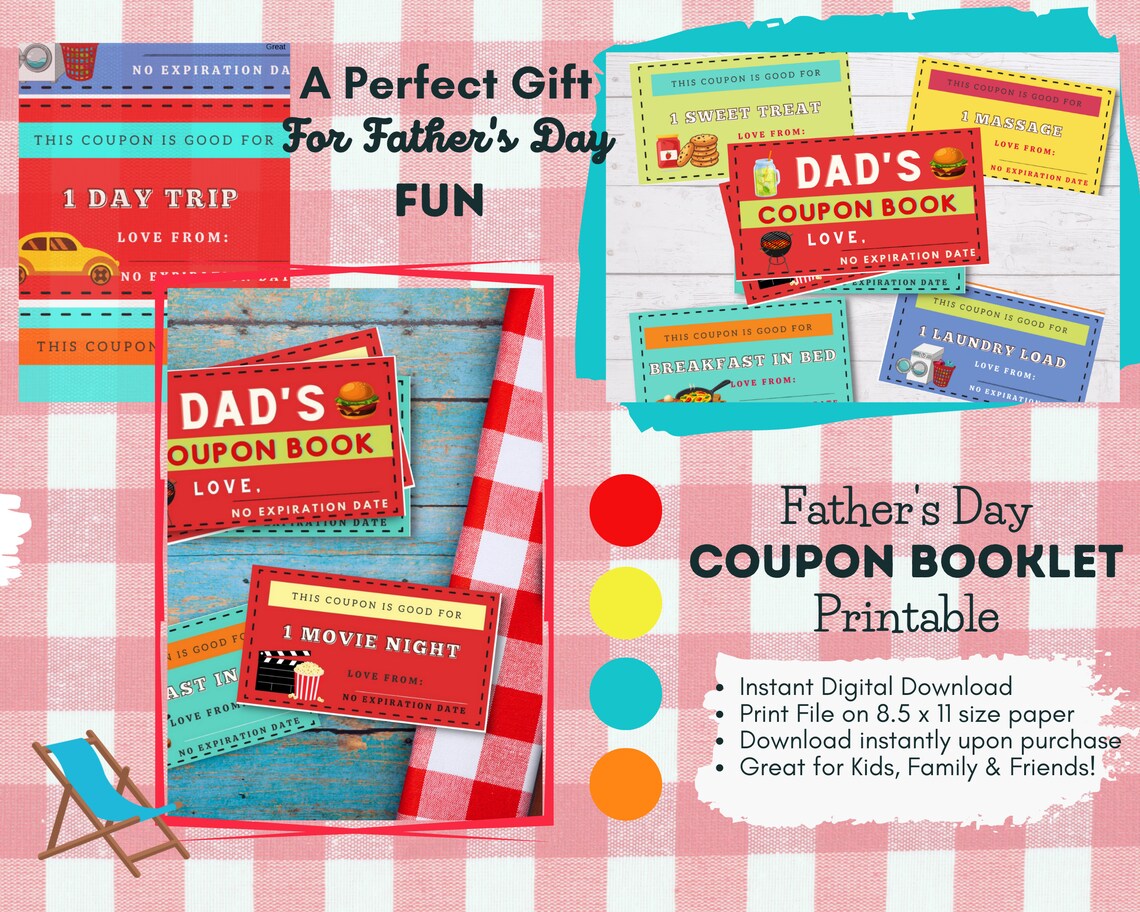 Printable Father's Day Coupon / Instant Digital Download / Coupons for ...