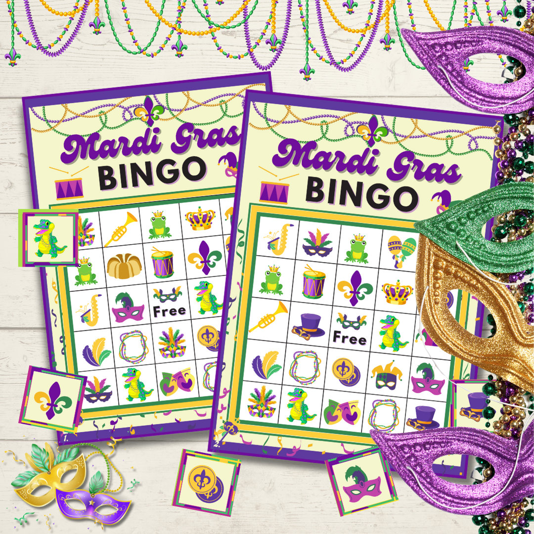 Printable Mardi Gras BINGO Game Set! Instant Digital Download / 5 X 5 ...