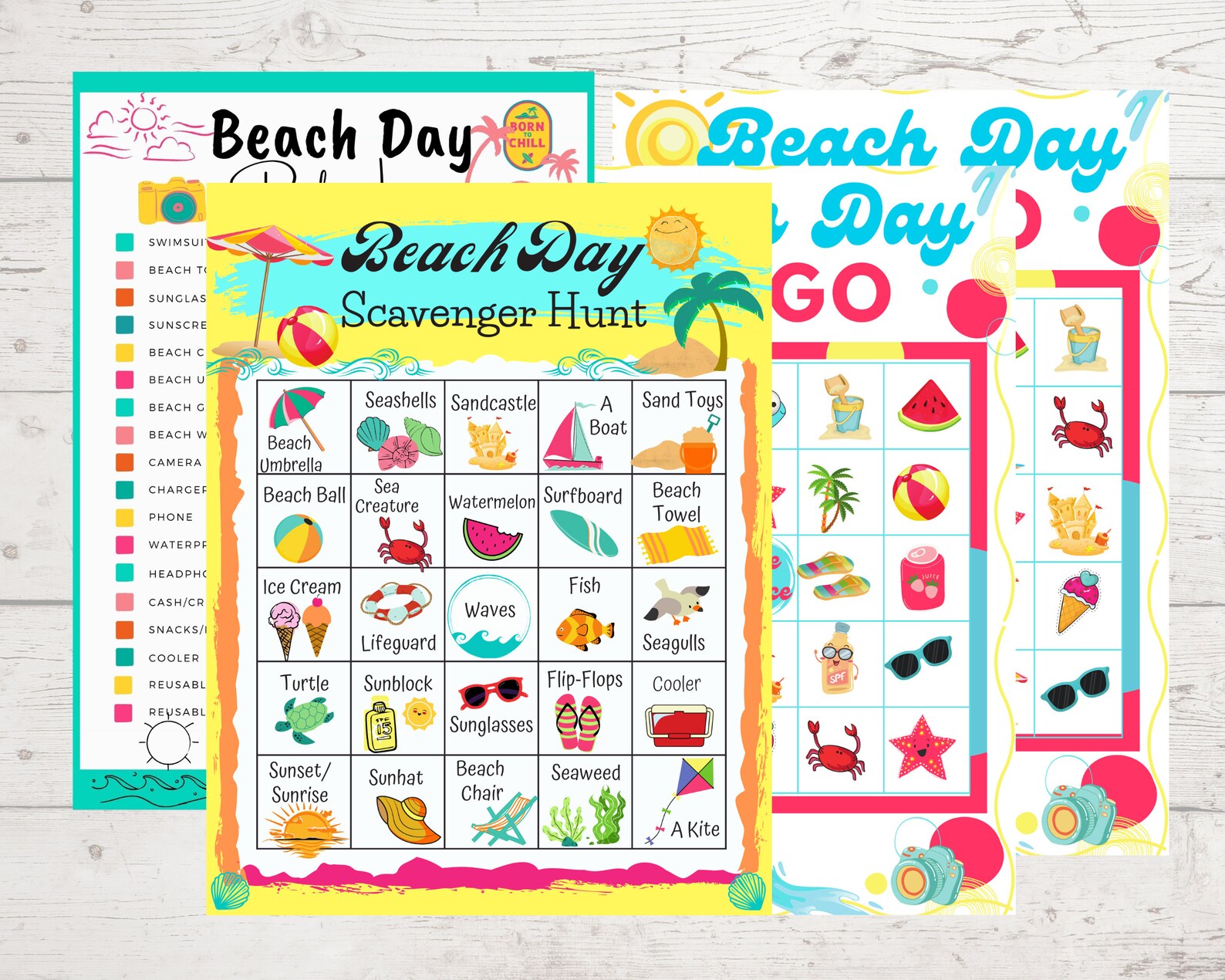 Beach Day Printable Bundle - Instant Digital Download Packing List ...