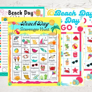 Beach Day Printable Bundle - Instant Digital Download Packing List ...