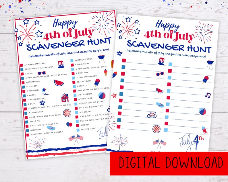 4th of July Scavenger Hunt | Digital Download U.S.A. America Memorial ...