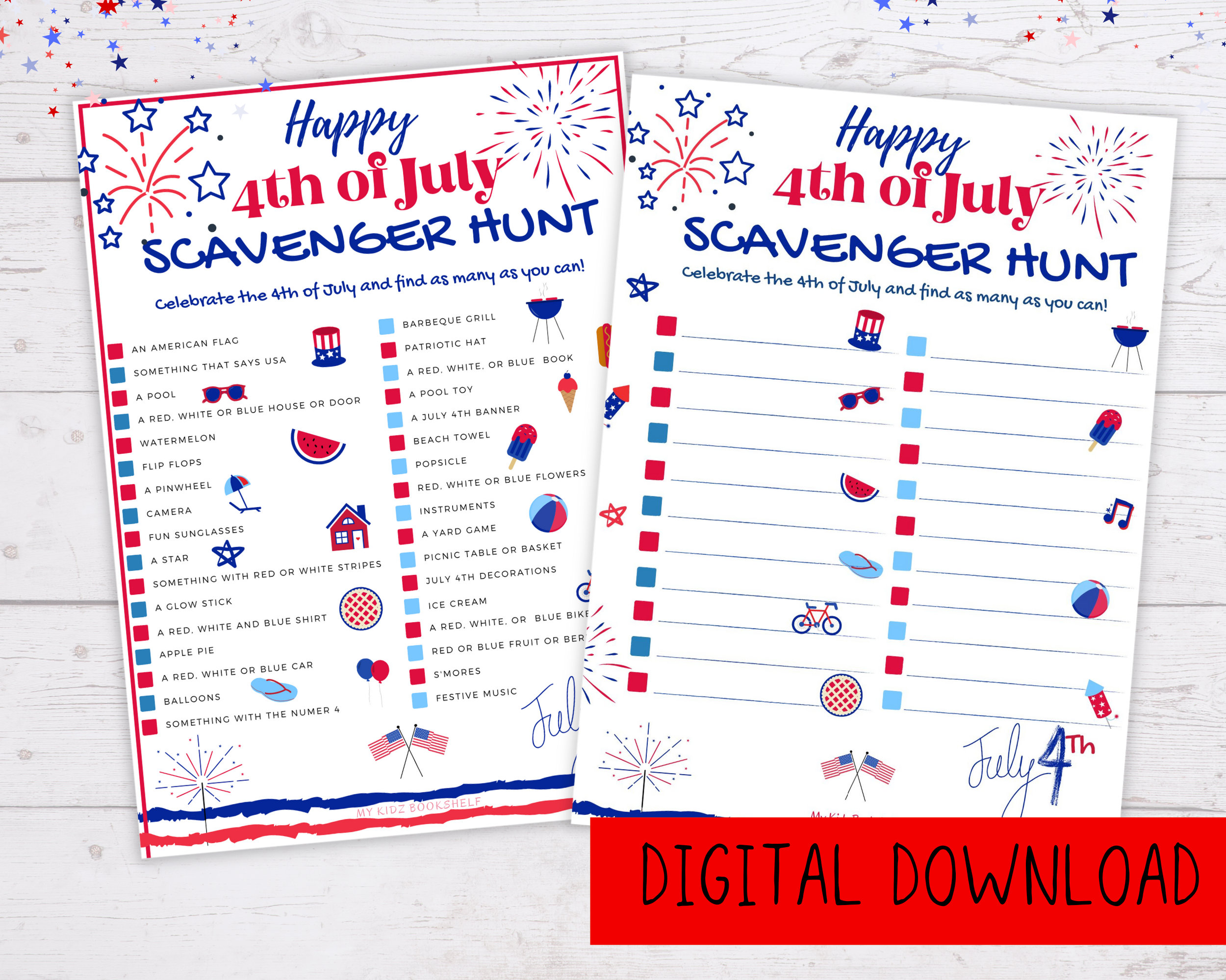 4th of July Scavenger Hunt | Digital Download U.S.A. America Memorial ...