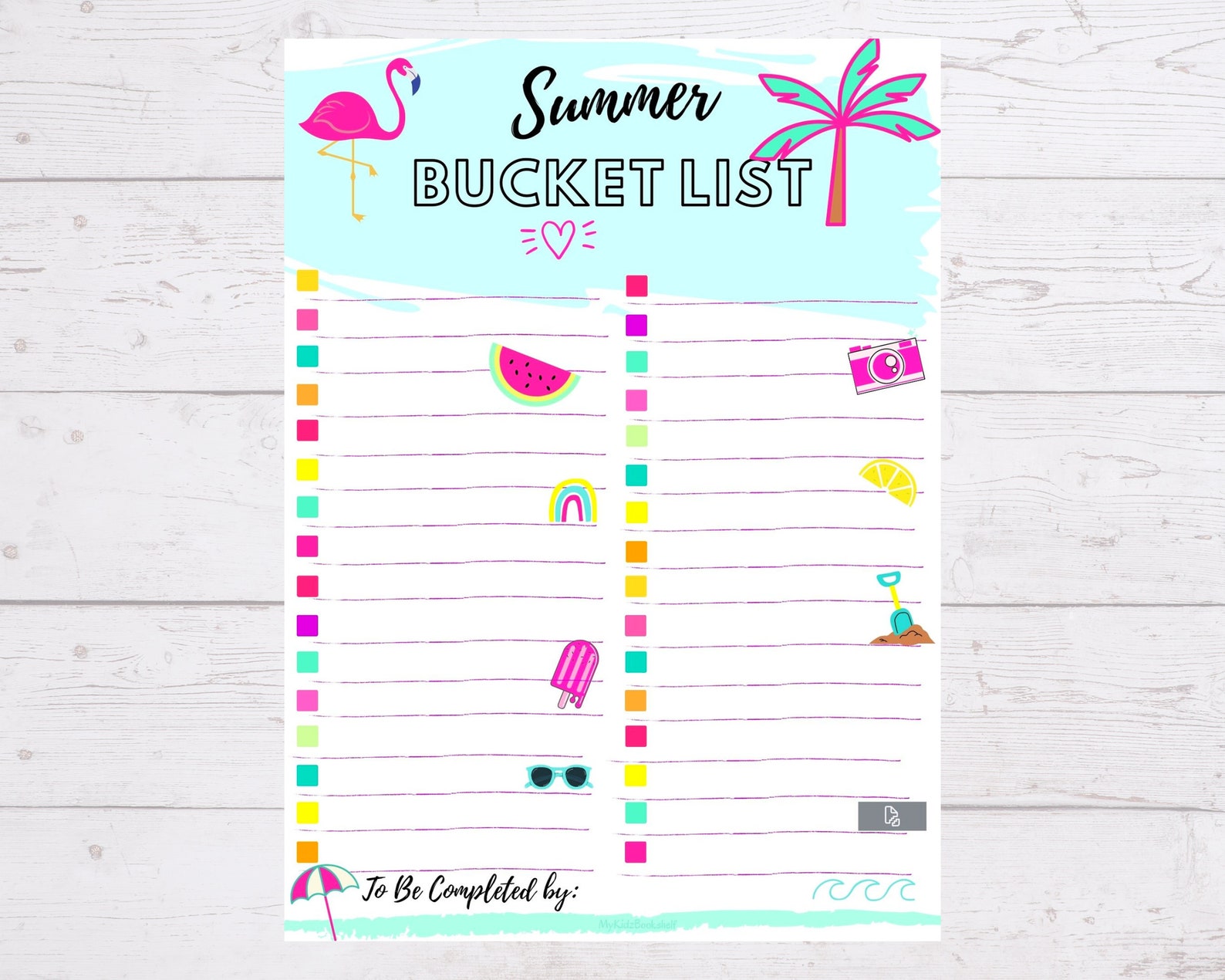 Printable Summer Bucket List Fill in Instant Digital Download Summer ...