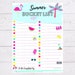 Printable Summer Bucket List Fill in Instant Digital Download Summer ...