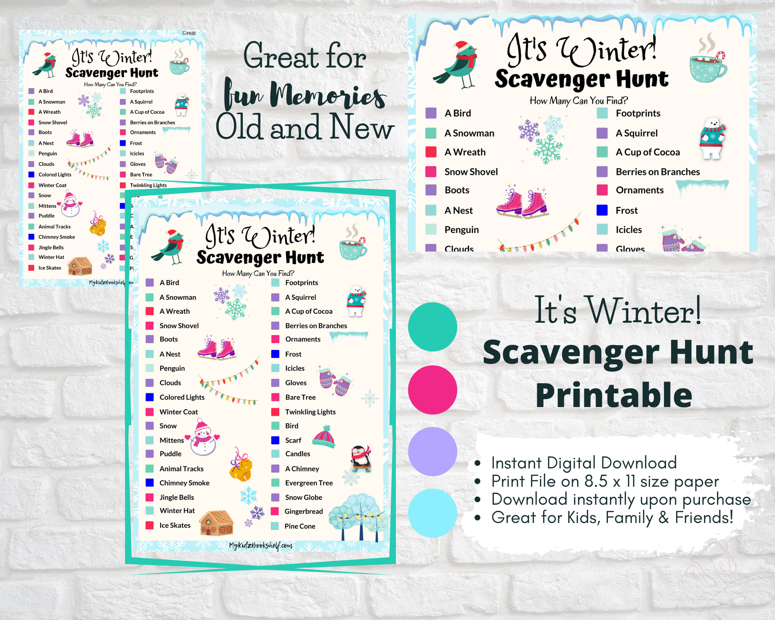 Winter Snowy Day Printable Scavenger Hunt I Spy Style Party Game Fun ...