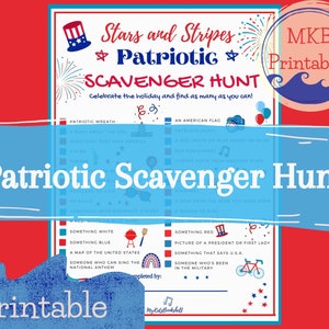 Patriotic Scavenger Hunt Digital Download U.S.A. America Memorial Day ...
