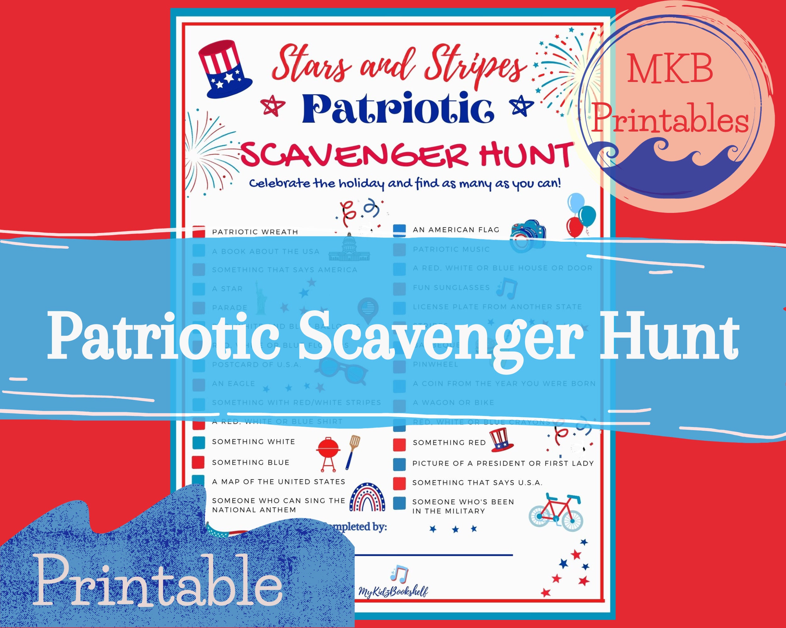 Patriotic Scavenger Hunt Digital Download U.S.A. America Memorial Day ...