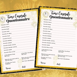 Happy New Year Time Capsule Printable Questionnaire Instant Digital ...