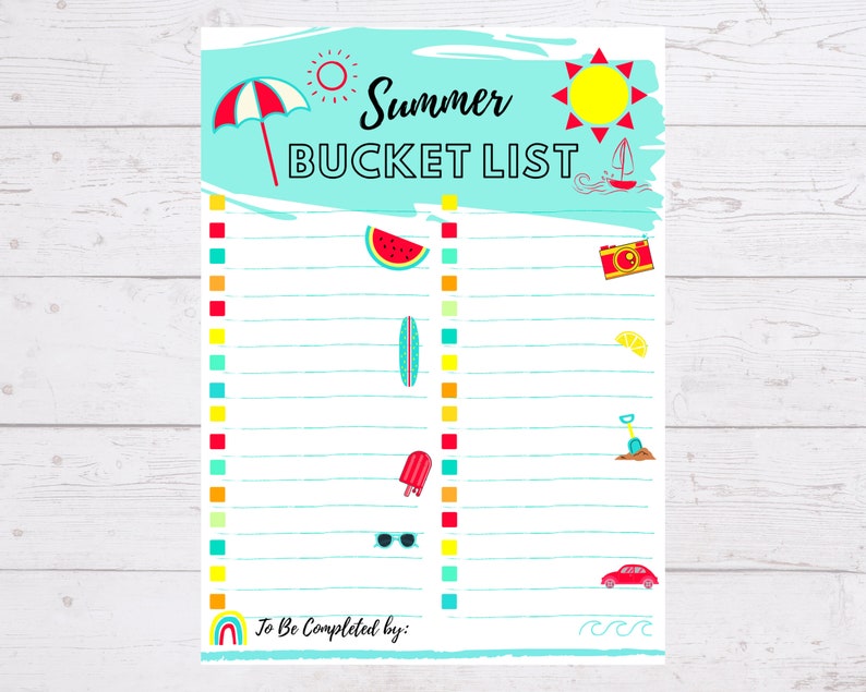 EDITABLE Summer Bucket List Printable Bundle - Instant Digital Download ...