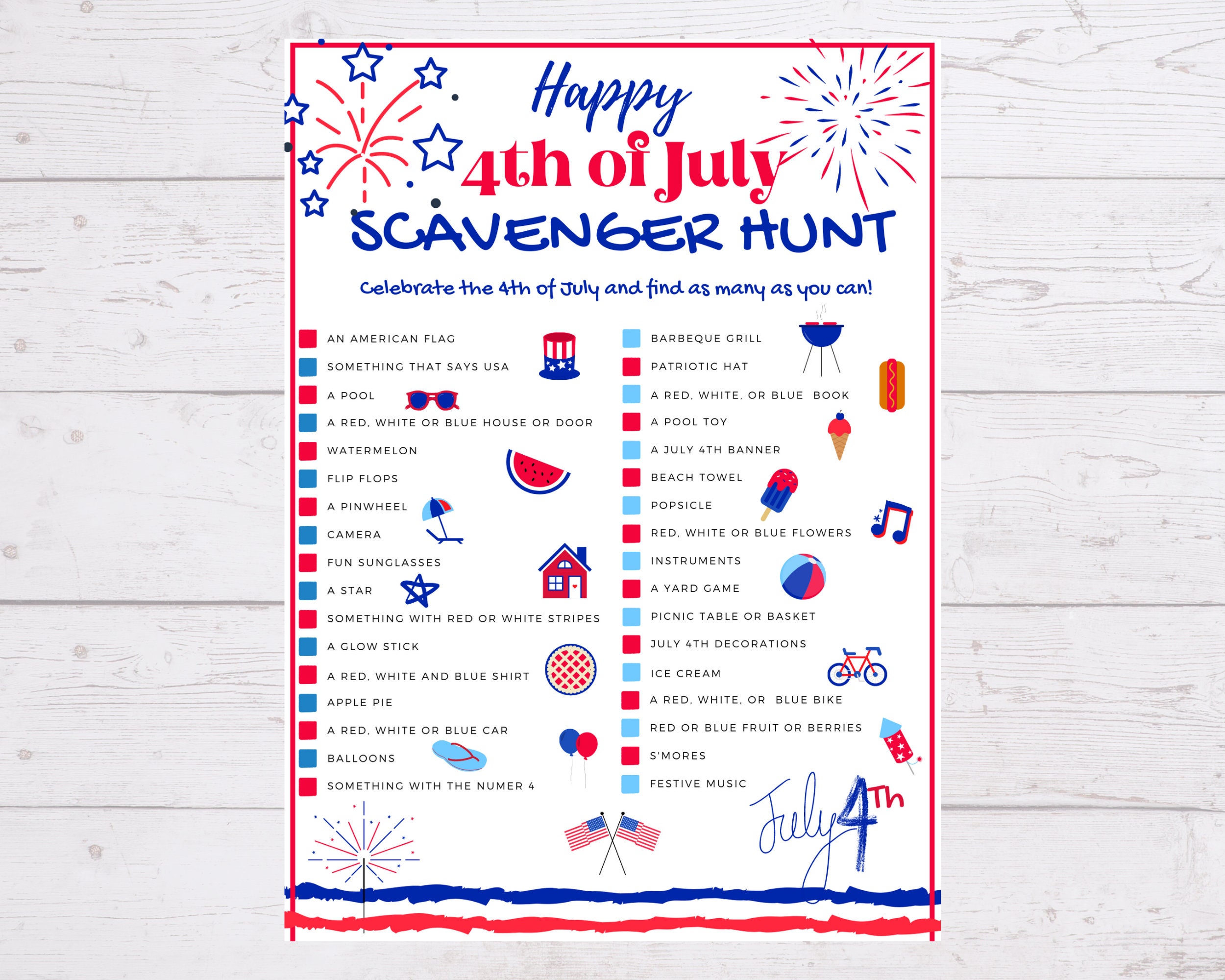 July 4th Treasure Hunt /happy Fourth Kids Fun Outdoor Activity ...