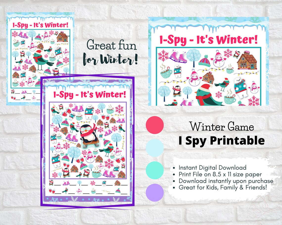 It's Winter Kids I Spy Game Instant Digital Download for Family ...