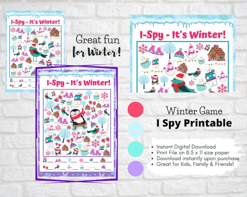 Winter I Spy Printable Games / 5 Different Pages Easy - Harder ...
