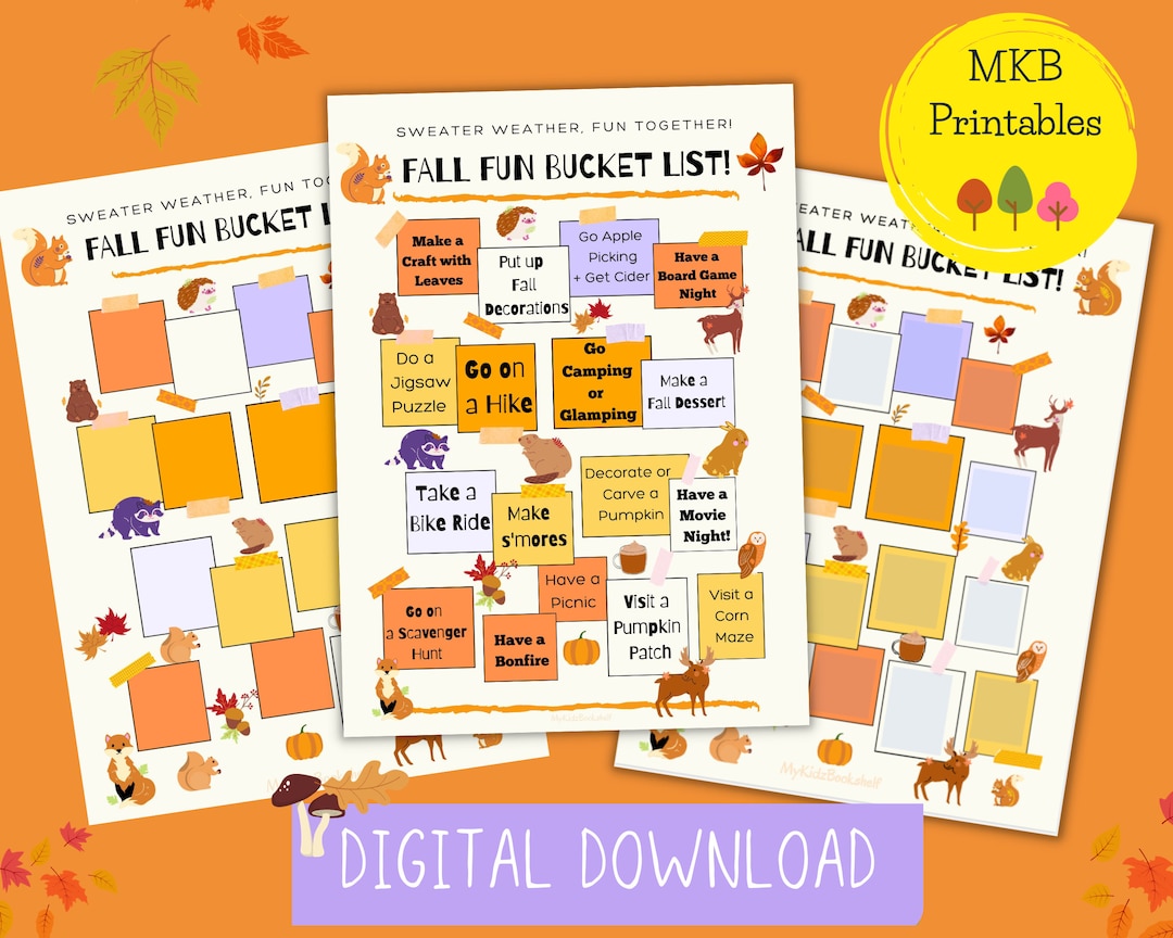 Fall Bucket List Printable, Autumn Bucket List Template, Editable Fall ...