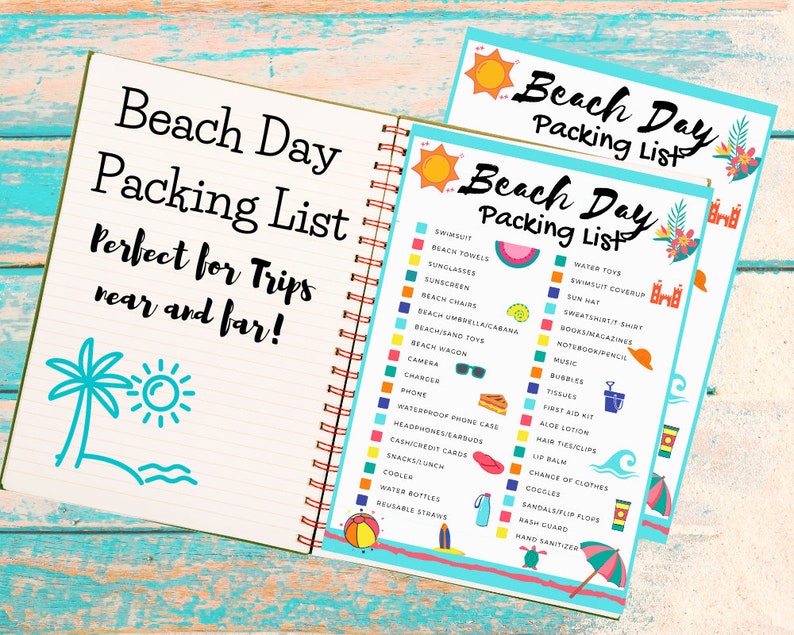 The Best EDITABLE Beach Day Packing List Checklist Instant Digital ...