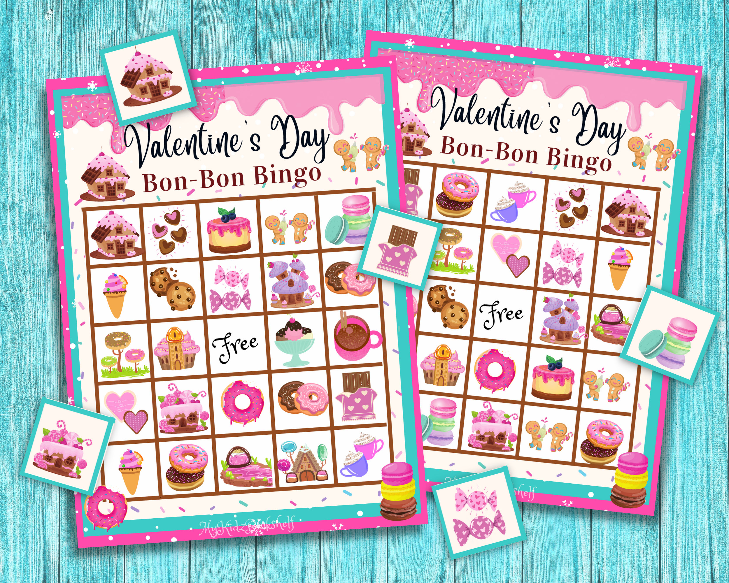 Printable Valentine's Day Bon Bon Bingo Game Kids Holiday 12 Card ...