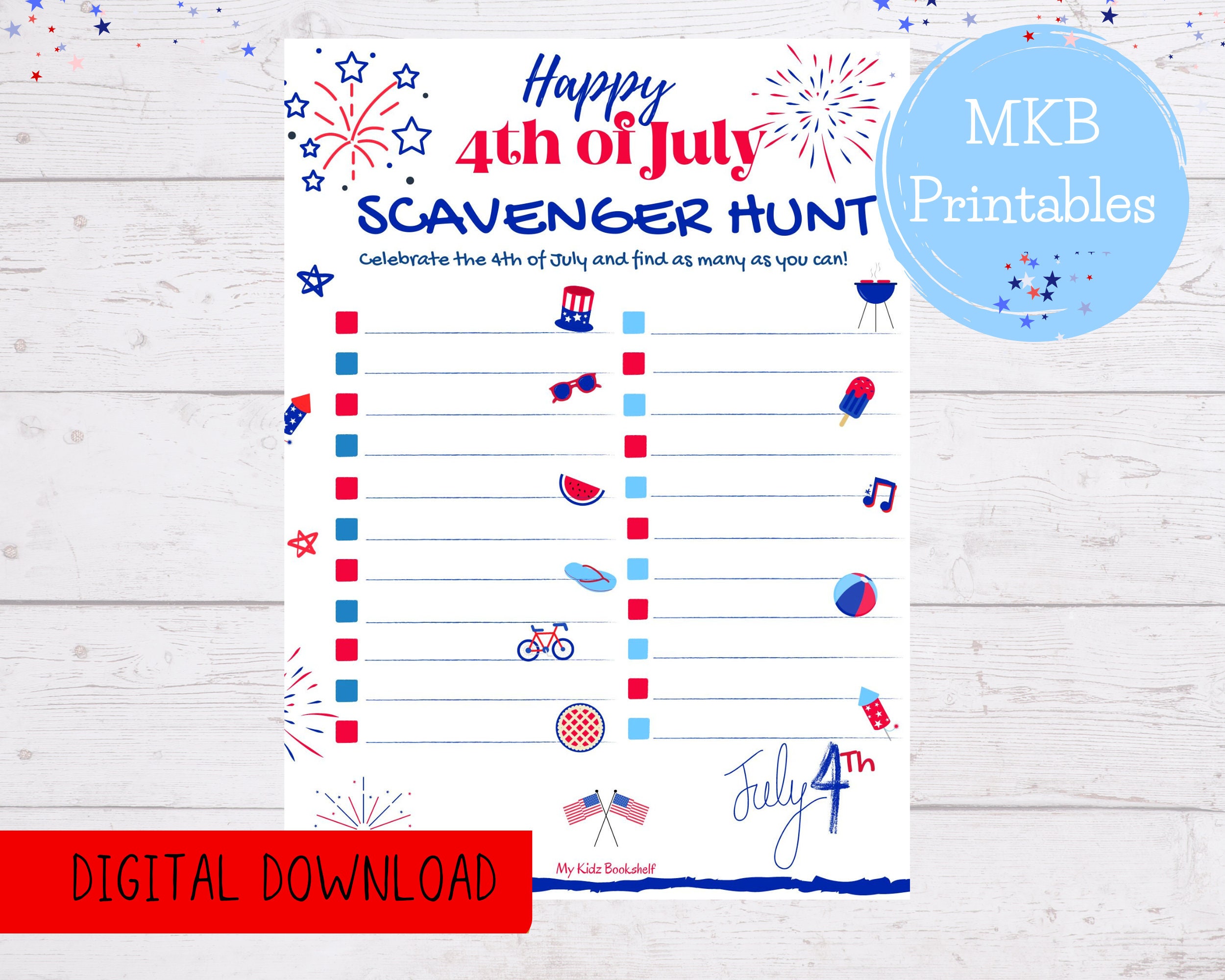 4th of July Scavenger Hunt | Digital Download U.S.A. America Memorial ...