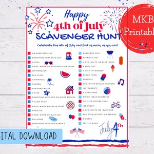 4th of July Scavenger Hunt | Digital Download U.S.A. America Memorial ...