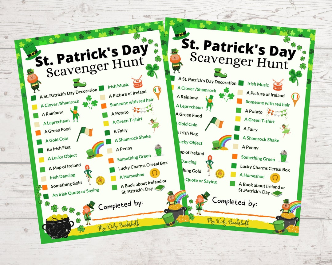 Happy St. Patrick's Day Scavenger Hunt-instant Digital Download Family ...