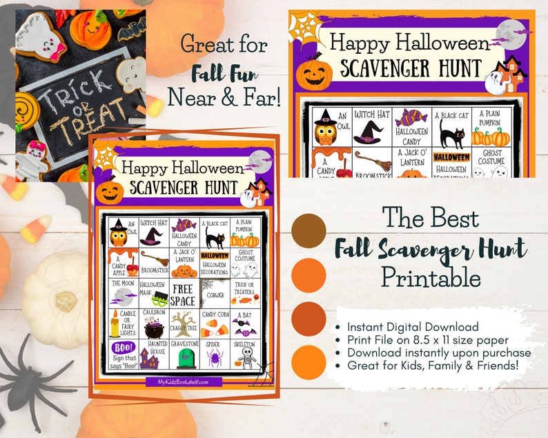 Happy Halloween Scavenger Hunt Bingo - Instant Digital Download Fall ...