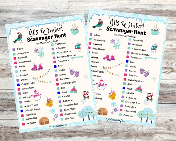 Winter Snowy Day Printable Scavenger Hunt I Spy Style Party - Etsy