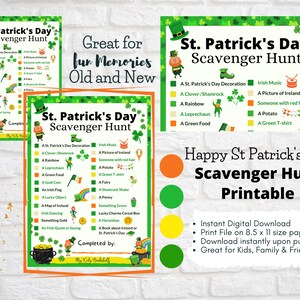 Happy St. Patrick's Day Scavenger Hunt-instant Digital Download Family ...