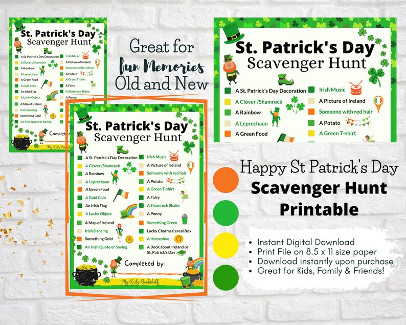 Happy St. Patrick's Day Scavenger Hunt-instant Digital Download Family ...
