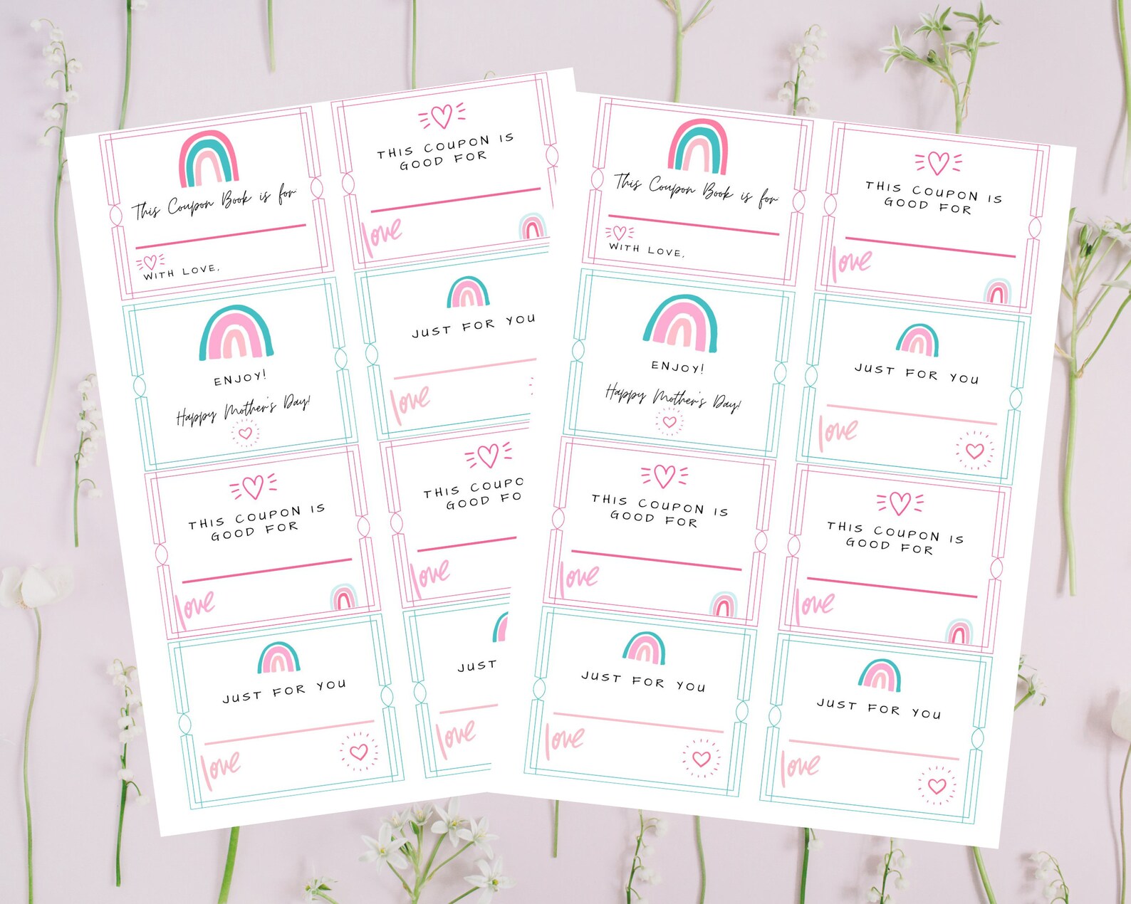 Mother's Day Birthday Coupon Printable Book Gift Certificate for Her ...