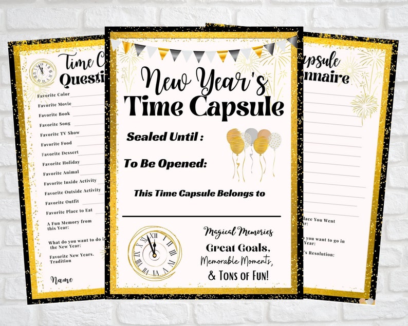 Happy New Year Time Capsule Printable Questionnaire Instant Digital ...