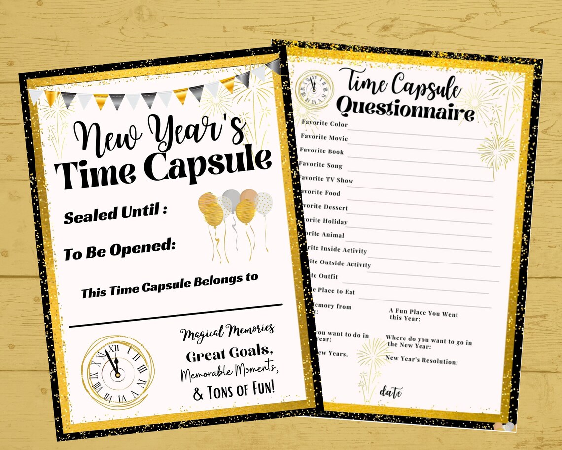 Happy New Year Time Capsule Printable Questionnaire Instant Digital ...