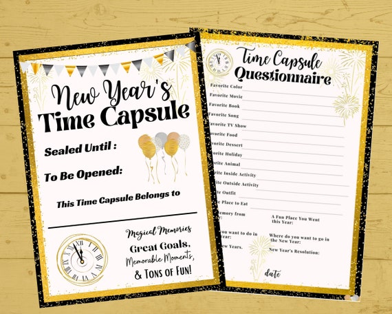 New Years Eve Time Capsule Printable Family Time Capsule Jars For New