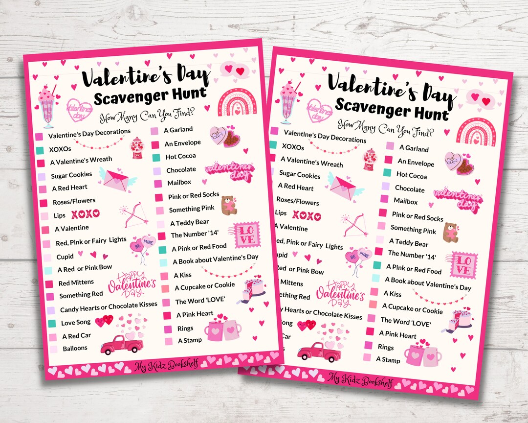 Happy Valentine's Day Scavenger Hunt Instant Digital Download Kids ...