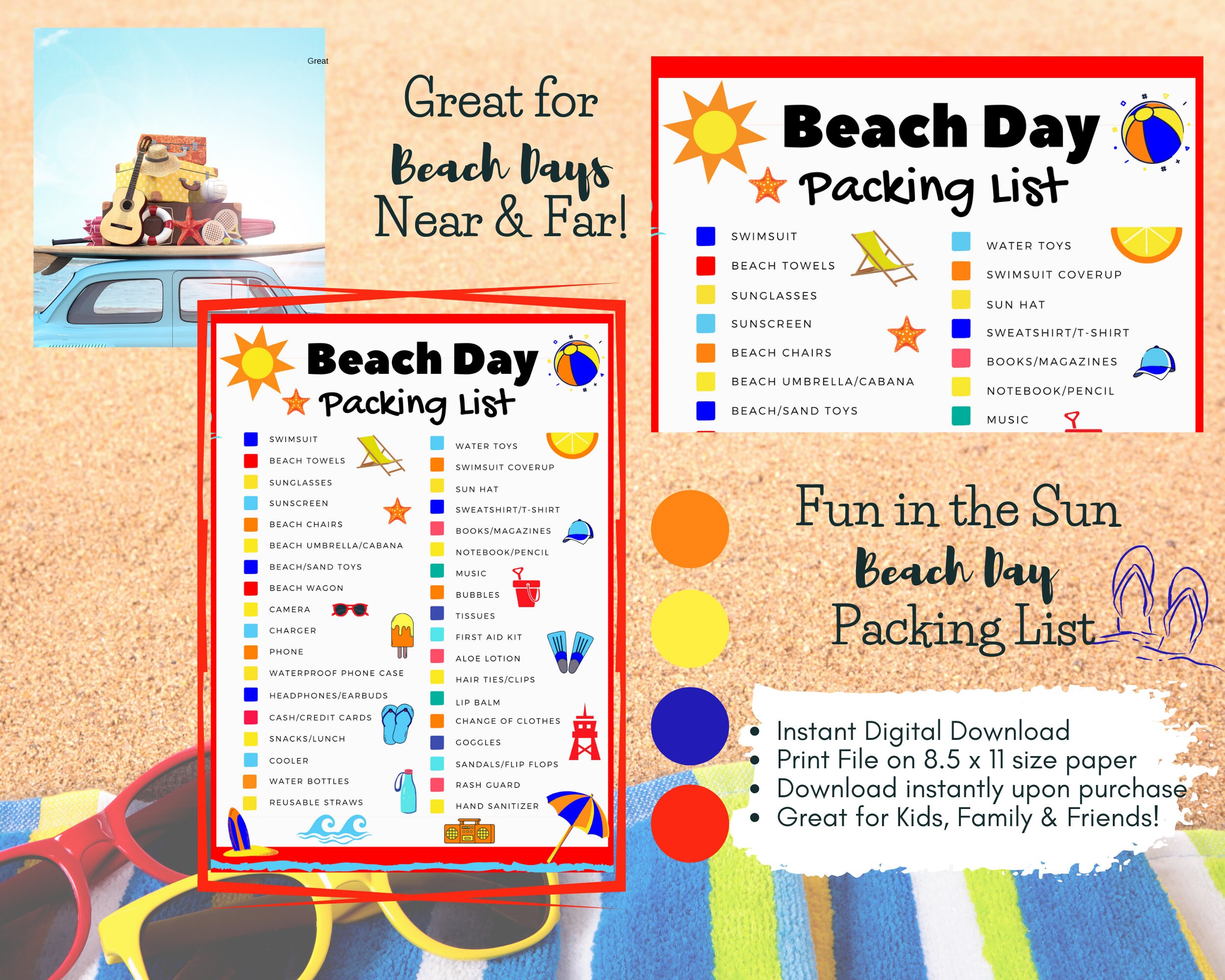 Beach Day Packing List - Fun in the Sun Checklist Printable/ Great for ...