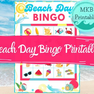 Printable Beach Day Bingo Game Set! 12 Card Bingo Set With Calling ...
