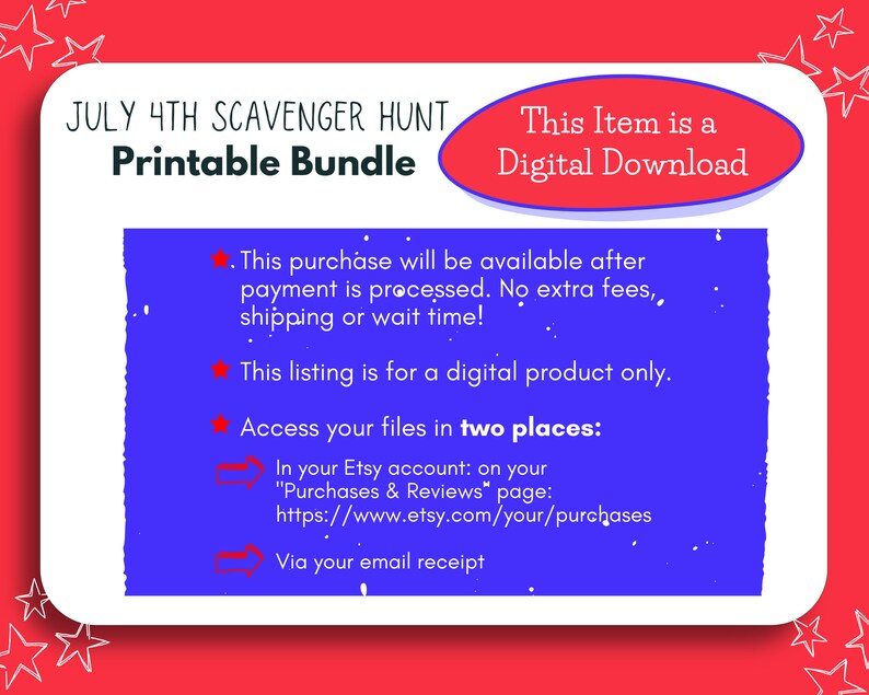 EDITABLE 4th of July Scavenger Hunt Bundle | Instant Digital Download ...