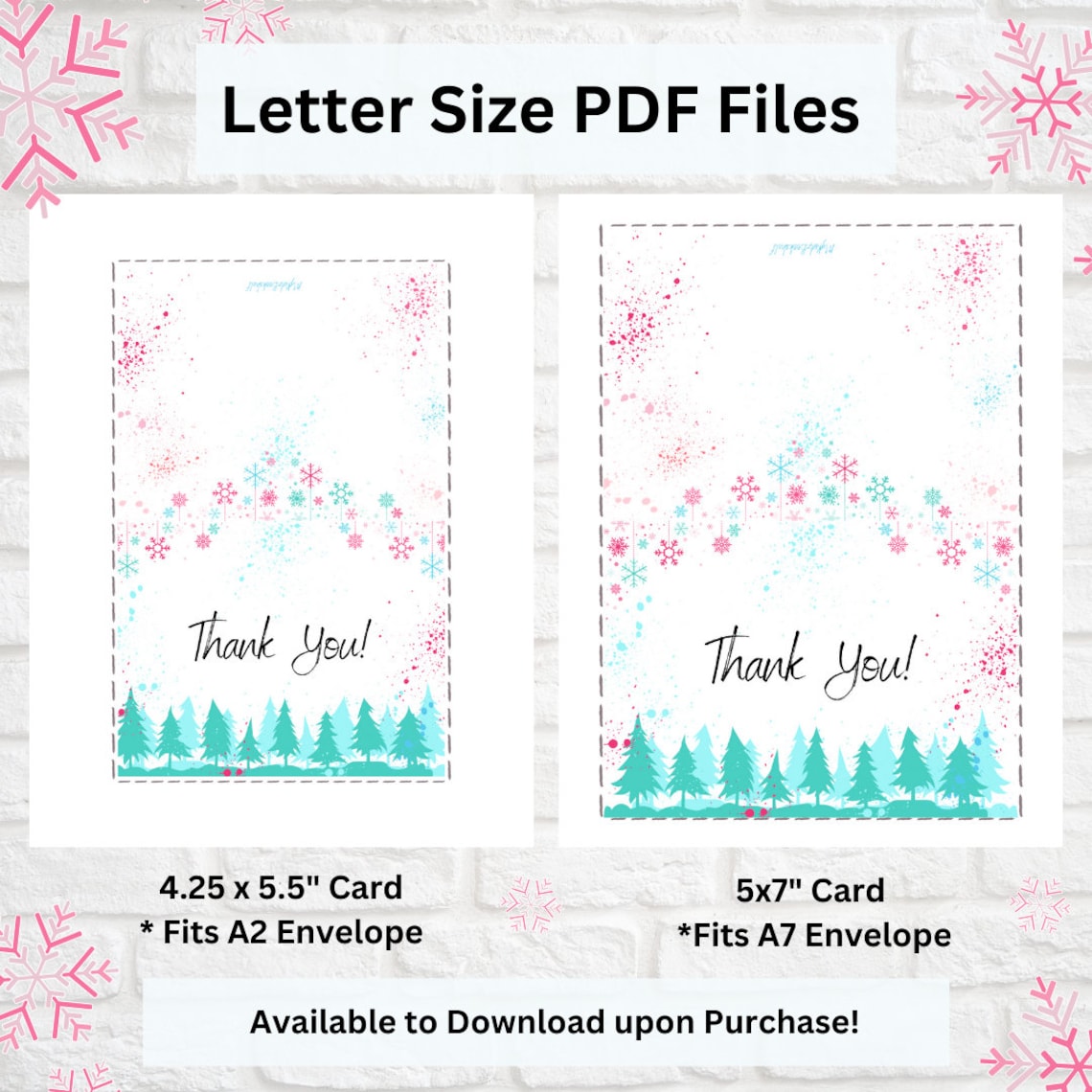 Winter Wonderland Printable Thank You Card / Instant Digital Download ...